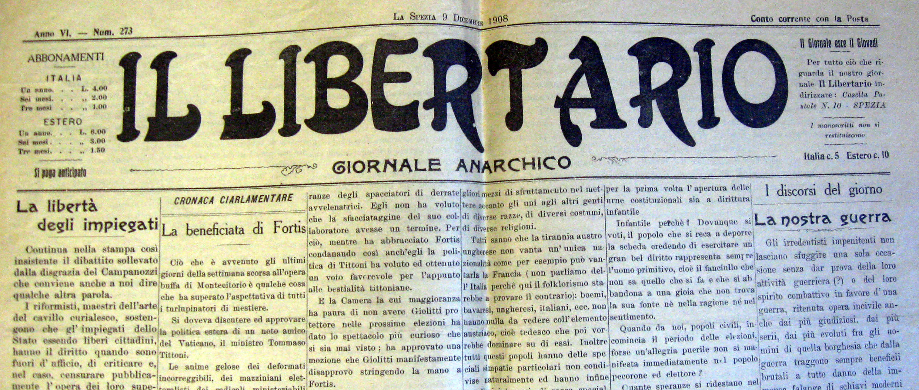 CRONACHE ANARCHICHE PONTREMOLESI APPARSE SUL “LIBERTARIO” NEGLI ANNI ...